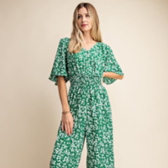 Boutique Six | Pants & Jumpsuits | Boho Green Waist Smocking Flared ...